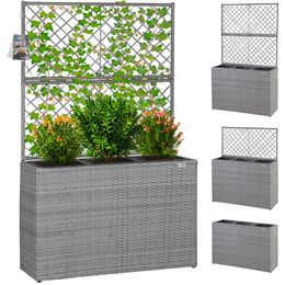 DeubaXXL DE Polyrattan Blumenkasten mit Rankgitter Grau 108645