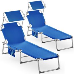 DeubaXXL DE Sonnenliege Ibiza 2er-Set Blau Alu mit Sonnendach 997428