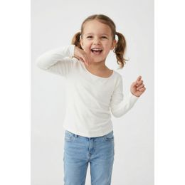 Langarmshirt KIDS Only "KOGEA L/S 2-WAYS FIT TOP CS JRS NOOS", M&auml;dchen, Gr. 146/152, wei&szlig; (cloud dancer), Jersey, Obermaterial: 94% Polyamid, 6% Elasthan, unifarben, regular fit h&uuml;ftbedeckend, U-Boot-Ausschnitt, Shirts Langarmshirt