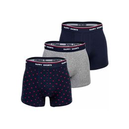 Boxershorts Happy Shorts "Boxershort 3er Pack", Herren, Gr. S, bunt (rot heart), Obermaterial: 95% Baumwolle CO. 5% Elasthan EL., Unterhosen Boxershorts
