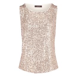 Blusentop Vera Mont "Pailletten-Top ohne Arm", Damen, Gr. 38, beige (cream, gold), Obermaterial: 93% Polyester PES. 7% Elasthan EL., Blusen Blusentop