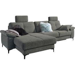Ecksofa 3C CARINA "Burnaby bequem und modern, L-Form", grau (stone), B:296cm H:87cm T:162cm, Sofas, Ecksofa, 2 Kopfst&uuml;tzen, optional mit Schlaf- und motorischer Relaxfunktion