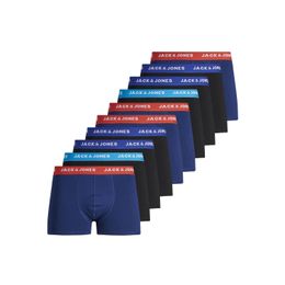 Jack & Jones Boxershorts JACK & JONES "Boxershort JACLEE TRUNKS 10 PACK 10er Pack", Herren, Gr. XXL, blau (schwarz, blau), Obermaterial: 95% Baumwolle CO. 5% Elasthan EL., Unterhosen Boxershorts