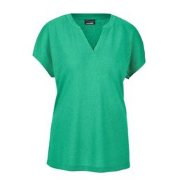 Kurzarmshirt GOLDNER "Luftiges Basicshirt mit V-Ausschnitt", Damen, Gr. 50, gr&uuml;n, Obermaterial: 80% Polyester PES. 20% Viskose CV., Basic, Gerade, Shirts Kurzarmshirt, Flammen-Optik