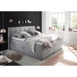 Boxbett ED EXCITING DESIGN "Granada" inkl. Bettkasten und Topper", grau (grau colet 06), B:200cm L:213cm, 100% Polyester, Komplettbetten, erh&auml;ltlich in den Gr&ouml;&szlig;en 120x200cm & 180x200cm, Topseller