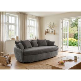 Big-Sofa COTTA "Aruba", dunkelgrau, anthrazit, B:238cm H:79cm T:140cm, Luxus-Microfaser (100% Polyester); Microfaser-Feinstruktur (pflegeleichte Microfaser, mit feiner Struktur, 100% Polyester), Sofas, Big-Sofa, gem&uuml;tliches Megasofa in XXL in organischer Form mit vielen Kissen