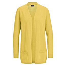 Strickjacke GOLDNER "Kurzgr&ouml;&szlig;e Langarm Feinstrick-Cardigan", Damen, Gr. 25, gelb, Obermaterial: 100% Kaschmir WS., figurumspielend, Rippe, Strickjacken Strickjacke, Ohne