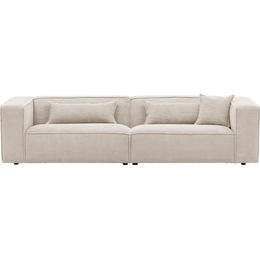 3-Sitzer "PIARA, Couch mit Kedernaht, Sofa in Cord, Leinenoptik o. Strukturstoff", beige (hellbeige), B:275cm H:66cm T:101cm, 100% Polyester, LeGer Home by Lena Gercke, Sofas, schwarze F&uuml;&szlig;e, bequemer Sitzkomfort
