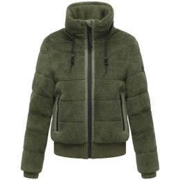 Pl&uuml;schjacke Navahoo "Pl&uuml;schjacke Schneepuder 14", Damen, Gr. XXL, gr&uuml;n (olive leaf), Obermaterial: 100% Polyester PES. Obermaterial: Futter: 100% Polyester PES. 100% Polyester PES., Jacken Pl&uuml;schjacke