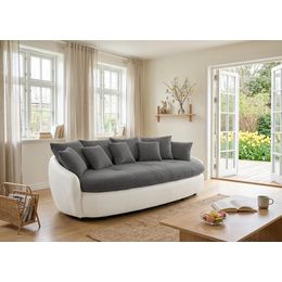 Big-Sofa COTTA "Aruba", anthrazit, wei&szlig;, B:238cm H:79cm T:140cm, Luxus-Microfaser (100% Polyester); Microfaser-Feinstruktur (pflegeleichte Microfaser, mit feiner Struktur, 100% Polyester), Sofas, Big-Sofa, gem&uuml;tliches Megasofa in XXL in organischer Form mit vielen Kissen