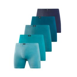 H.I.S. Langer Boxer H.I.S "Langer Boxer Boxershorts f&uuml;r Herren", Herren, Gr. 3, 4 Stk., blau, Jersey, Obermaterial: 95% Baumwolle, 5% Elasthan, unifarben, Unterhosen Langer Boxer, Boxershorts f&uuml;r Herren, mit Logo am Bund