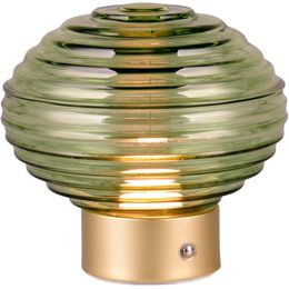 REALITY LEUCHTEN LED Tischleuchte "EARL", gr&uuml;n (gr&uuml;n messing), 1, &Oslash; 15,5cm H: 14,5cm, 1 Stk., Leuchten, kabellose Akku Tischlampe, Glasschirm, USB-C Ladekabel, Touchdimmer, LED Tischleuchte