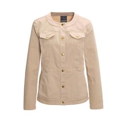 Kurzjacke GOLDNER "Kurzgr&ouml;&szlig;e Jacke", Damen, Gr. 25, beige (sand), Obermaterial: 60% Baumwolle CO. 24% Polyester PES. 13% Viskose CV. 3% Elasthan EL., Sonstiges, Jacken Kurzjacke, sportive Nahtf&uuml;hrung