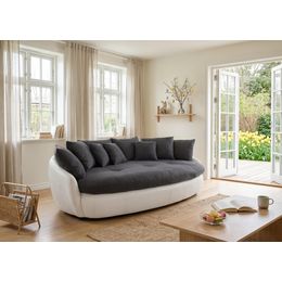 Big-Sofa COTTA "Aruba", schwarz, wei&szlig;, B:238cm H:79cm T:140cm, Luxus-Microfaser (100% Polyester); Microfaser-Feinstruktur (pflegeleichte Microfaser, mit feiner Struktur, 100% Polyester), Sofas, Big-Sofa, gem&uuml;tliches Megasofa in XXL in organischer Form mit vielen Kissen