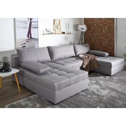 Wohnlandschaft Collection AB "Josy U-Form, B: 307 cm", grau (hellgrau), B:307cm H:41cm T:161cm, 100%Polyester, Sofas, Wohnlandschaft, mit Bettfunktion & Bettkasten, Federkern