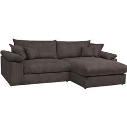 Ecksofa Home Affaire "Soft&Cosy XXL L-Form, B: 303 cm - OTTO. Verl&auml;ssliche Qualit&auml;t.", dunkelbraun, B:303cm T:187cm, 100% Polyester, Sofas, Ecksofa, Mega-Sofa, Cord oder Chenille-Struktur, mit Federkern & 4 Zierkissen