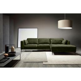 Ecksofa Trendmanufaktur "Luzi, wahlweise mit Schlaffunktion & Bettkasten., L-Form", gr&uuml;n (rain forest), B:280cm H:80cm T:168cm, 100% Polyester, Sofas, Ecksofa, Designsofa mit tollem Sitzkomfort, Metallf&uuml;&szlig;e schwarz, Breite 280 cm