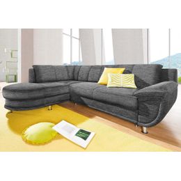 Ecksofa Trendmanufaktur "Rondo, zeitlos und elegant, bequem, L-Form", grau (anthrazit), B:265cm H:85cm T:190cm, Softlux-Kunstleder;Primabelle-Microfaser;NaturLeder (handschuhweiches Rindsleder in Sitz und R&uuml;cken mit SOFTLUX-Kunstleder als Korpus-Bezug);Struktur (23% Polyacryl, 77% Polyester), Sofas, Ecksofa, wahlweise mit Federkern, wahlweise mit Bettfunktion