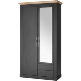 Garderobenschrank OTTO HOME "WESTMINSTER", grau (dunkelgrau, wotan eiche), B:108cm H:203cm T:46cm, Schr&auml;nke, Garderobenschrank, im romantischen Landhausstil