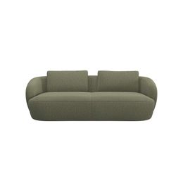 3-Sitzer FLEXLUX "Torino, rund und bequem, Couch, Dreisitzer", gr&uuml;n (moss), B:217cm H:85cm T:102cm, 100% Polyester, Sofas, Modernes, organisches Sofa-Design, Kaltschaum, Wellenunterfederung