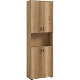 Hochschrank Welltime "MANI, H&ouml;he: 192 cm, Paneeloptik, 1 offenes Fach, 8 F&auml;cher", artisan oak nachbildung, B:60cm H:192cm T:30cm, FSC-zertifizierter Holzwerkstoff, Schr&auml;nke, Hochschrank, Hochschrank, Bad-Hochschrank, Bad-Schrank, Bad, Badezimmer