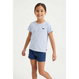 T-Shirt LEVI'S KIDS "LVG BATWING CHEST HIT TEE", M&auml;dchen, Gr. 8 (128), country air, Jersey, Obermaterial: 100% Baumwolle, Basic schmal h&uuml;ftlang, Rundhals, abgesteppte Kante, Shirts T-Shirt, mit Logo Print for GIRLS