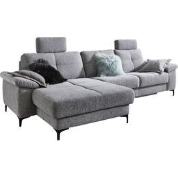 Ecksofa 3C CARINA "Burnaby bequem und modern, L-Form", silber, B:296cm H:87cm T:162cm, Sofas, Ecksofa, 2 Kopfst&uuml;tzen, optional mit Schlaf- und motorischer Relaxfunktion