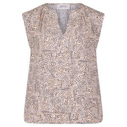 Klassische Bluse Cartoon "Casual-Bluse mit Muster", Damen, Gr. 36, bunt (wei&szlig;, braun), Obermaterial: 100% Viskose CV., Blusen Klassische Bluse