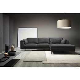 Ecksofa Trendmanufaktur "Luzi, wahlweise mit Schlaffunktion & Bettkasten., L-Form", grau (eiffel tower), B:280cm H:80cm T:168cm, 100% Polyester, Sofas, Ecksofa, Designsofa mit tollem Sitzkomfort, Metallf&uuml;&szlig;e schwarz, Breite 280 cm
