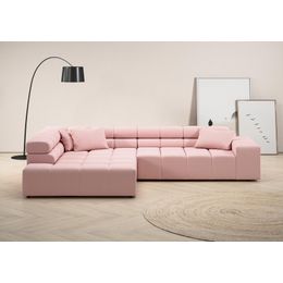 Ecksofa Home Affaire "Ancona incl. Kopfteilverstellung, Breite 319cm, L-Form", rosa (ros&eacute;), B:319cm H:70cm T:215cm, Struktur (85% Polyester, 15% Viskose);Luxus-Microfaser weich (98% Polyester, 2% Nylon);Velours (100% Polyester), Sofas, Ecksofa, wahlweise motorische Sitztiefenverstellung, auch in Cord + Easy Care