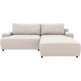 Ecksofa Trendmanufaktur "Fordon, Schlafsofa mit Bettkasten, Couch in L-Form, Breite 250 cm", grau (sandgrau), B:250cm H:82cm T:167cm, 100% Polyester, Sofas, Ecksofa, in Struktur LUMOS, 3D-Effekt, sandgrau, Recamiere rechts