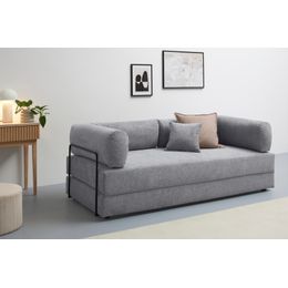 Schlafsofa HOMSY BY ANA JOHNSON "Folda, Dauerschl&auml;fer, Breite 206 cm, Liegefl&auml;che 181x198 cm", grau, B:206cm H:72cm T:94cm, Sofas, Schlafsofa, mit Bett-/Schlaffunktion, inkl. 1x Zierkissen, Tonnentaschenfederkern