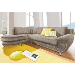 Ecksofa Trendmanufaktur "Rondo, zeitlos und elegant, bequem, L-Form", beige (sand, beige), B:265cm H:85cm T:190cm, Softlux-Kunstleder;Primabelle-Microfaser;NaturLeder (handschuhweiches Rindsleder in Sitz und R&uuml;cken mit SOFTLUX-Kunstleder als Korpus-Bezug);Struktur (23% Polyacryl, 77% Polyester), Sofas, Ecksofa, wahlweise mit Federkern, wahlweise mit Bettfunktion