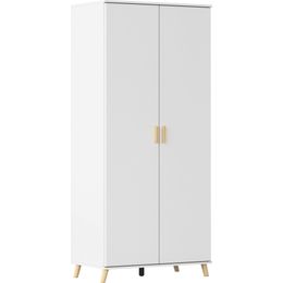 Kleiderschrank Rauch "Ottos Choice Skandi Kinderzimmer Schlafzimmerschrank FALUN", wei&szlig; (alpinwei&szlig;), B:92cm H:203cm T:53cm, Holzwerkstoff, Schr&auml;nke, Kleiderschrank, im modernen Skandi-Look, F&uuml;&szlig;e/Griffe Eiche massiv MADE IN GERMANY