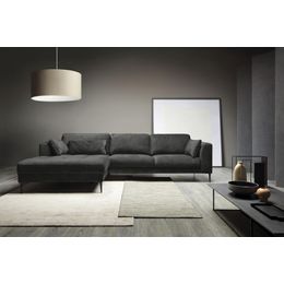 Ecksofa Trendmanufaktur "Luzi, wahlweise mit Schlaffunktion & Bettkasten., L-Form", grau (eiffel tower), B:280cm H:80cm T:168cm, 100% Polyester, Sofas, Ecksofa, Designsofa mit tollem Sitzkomfort, Metallf&uuml;&szlig;e schwarz, Breite 280 cm
