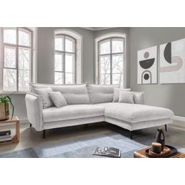 Ecksofa Home Affaire "Lazio modernes Design, bequem, schmale Armlehnen", wei&szlig;, B:255cm H:94cm T:180cm, 100% Polyester, Sofas, Ecksofa, zwei verschiedene Fu&szlig;farben w&auml;hlbar