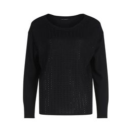 Rundhalspullover Betty Barclay "Feinstrickpullover mit Strass", Damen, Gr. 38, schwarz, Obermaterial: 88% Viskose CV. 6% Polyester PES. 6% Polyamid PA., Pullover Rundhalspullover