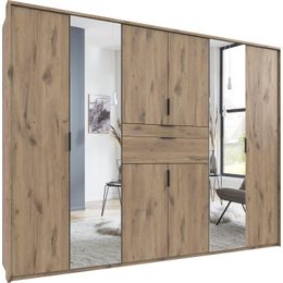 Dreht&uuml;renschrank wimex "Moldau Kleiderschrank mit Spiegel Schlafzimmerschrank", beige (viking oak nachbildung), B:270cm H:208cm T:58cm, Holzwerkstoff, Schr&auml;nke, Dreht&uuml;renschrank