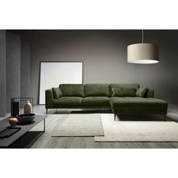 Ecksofa Trendmanufaktur "Luzi, wahlweise mit Schlaffunktion & Bettkasten., L-Form", gr&uuml;n (rain forest), B:280cm H:80cm T:168cm, 100% Polyester, Sofas, Ecksofa, Designsofa mit tollem Sitzkomfort, Metallf&uuml;&szlig;e schwarz, Breite 280 cm