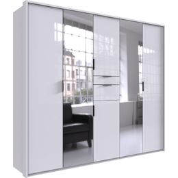 Dreht&uuml;renschrank wimex "Moldau Kleiderschrank mit Spiegel Schlafzimmerschrank", wei&szlig; (wei&szlig; hochglanz), B:225cm H:208cm T:58cm, Holzwerkstoff, Schr&auml;nke, Dreht&uuml;renschrank