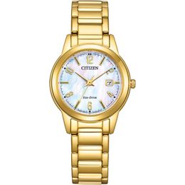 Solaruhr Citizen, gold (goldfarben, perlmuttfarben), Armbanduhren, Damen, Armbanduhr, Damenuhr, Edelstahlarmband, Datum