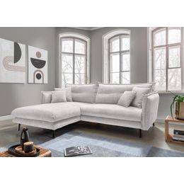 Ecksofa Home Affaire "Lazio modernes Design, bequem, schmale Armlehnen", wei&szlig;, B:255cm H:94cm T:180cm, 100% Polyester, Sofas, Ecksofa, zwei verschiedene Fu&szlig;farben w&auml;hlbar
