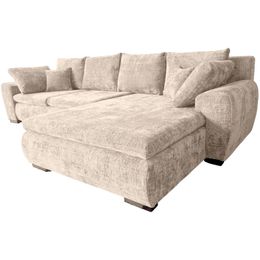 Ecksofa Home Affaire "Cara Mia L-Form, B: 325 cm - OTTO. Verl&auml;ssliche Qualit&auml;t.", beige, B:325cm H:87cm T:183cm, Luxus-Microfaser Vintageoptik (100% Polyester);Microfaser Antiklederoptik (100% Polyester), Sofas, Ecksofa, mit 4 Zierkissen, optional Bettfunktion & Bettkasten