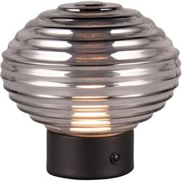 REALITY LEUCHTEN LED Tischleuchte "EARL", schwarz (rauchgr.schw), 1, &Oslash; 15,5cm H: 14,5cm, 1 Stk., Leuchten, kabellose Akku Tischlampe, Glasschirm, USB-C Ladekabel, Touchdimmer, LED Tischleuchte