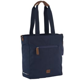 Shopper Camel Active "Aurum", Damen, Gr. B/H/T: 39cm x 34cm x 12cm, blau, Polyester, beschichtet, clean, unifarben mit Farbeins&auml;tzen, Taschen Shopper, aus recyceltem Polyester in Nylonstruktur, leicht & mit feinen Details