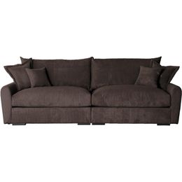 Big-Sofa Home Affaire "Finka, Breite 247 cm", dunkelbraun, B:247cm T:123cm, 100% Polyester, Sofas, Big-Sofa, Mega-Sofa, Cord oder Chenille-Struktur, mit Federkern & 4 Zierkissen