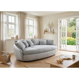 Big-Sofa COTTA "Aruba", light grau, argent, B:238cm H:79cm T:140cm, Luxus-Microfaser (100% Polyester); Microfaser-Feinstruktur (pflegeleichte Microfaser, mit feiner Struktur, 100% Polyester), Sofas, Big-Sofa, gem&uuml;tliches Megasofa in XXL in organischer Form mit vielen Kissen