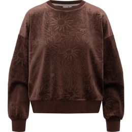 Rundhalspullover Ragwear "Sweater Wuss Embossed", Damen, Gr. M, braun (schwarz choco), Obermaterial: 94% Polyester PES. 6% Elasthan EL. Futter: 94% Polyester PES. 6% Elasthan EL., Rundhals, &Auml;rmel ohne &Auml;rmelschlitz Rippb&uuml;ndchen, Pullover Rundhalspullover