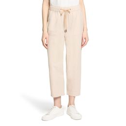 BETTY & CO Stoffhose BETTY & CO "Damen mit elastischem Bund", Damen, Gr. 44, Normalgr&ouml;&szlig;en, taupe, cream, Obermaterial: 49% Baumwolle, 47% Polyester, 4% Elasthan, gerade 7/8-L&auml;nge, Hosen Stoffhose