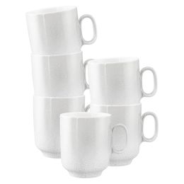 Becher Seltmann Weiden "Henkelbecher Sento Home 400 ml 6er Set", wei&szlig; (aura wei&szlig;), 6 tlg., Porzellan, Trinkgef&auml;&szlig;e, Becher